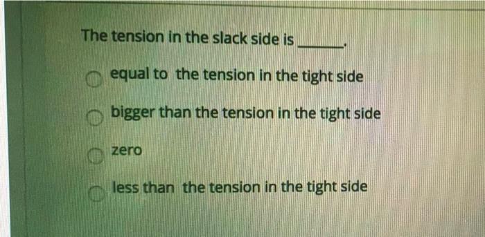 Solved The tension in the slack side is equal to the tension | Chegg.com
