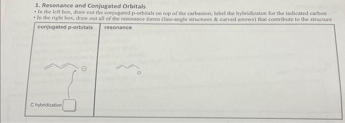 Solved 1. Resonance and Conjugated Orbitals - In the left | Chegg.com
