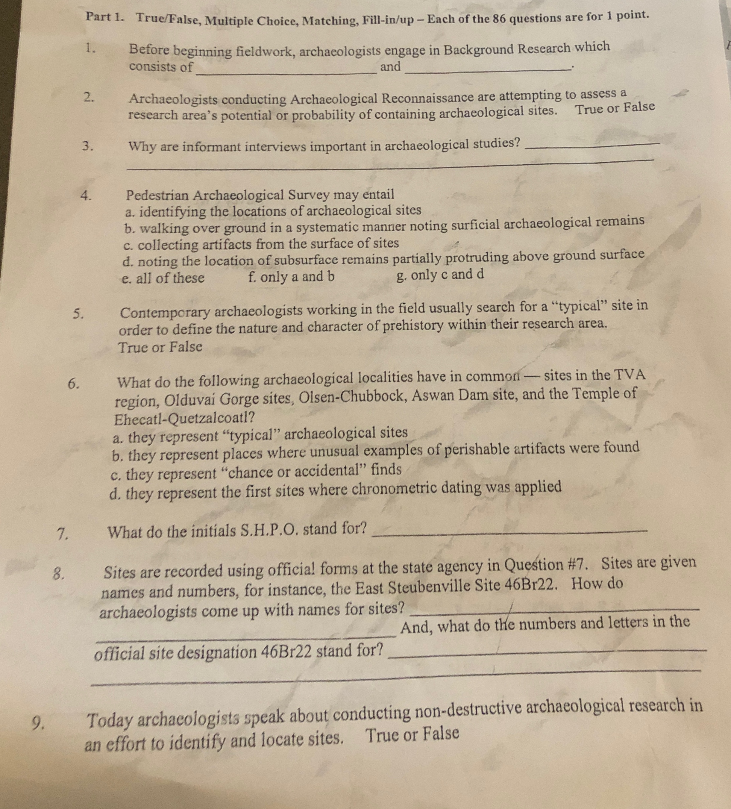 Solved Part 1. ﻿True/False, ﻿Multiple Choice, Matching, | Chegg.com