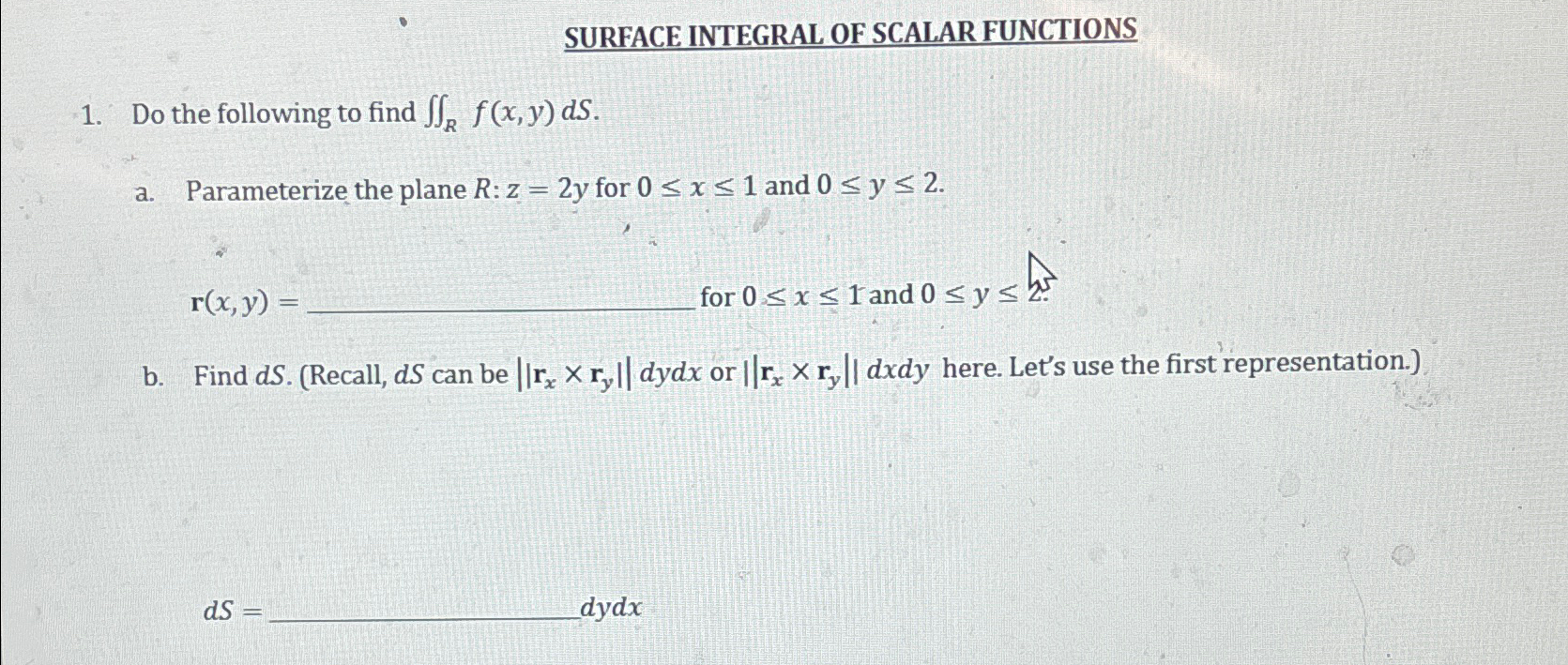 Solved SURFACE INTEGRAL OF SCALAR FUNCTIONSDo the following | Chegg.com