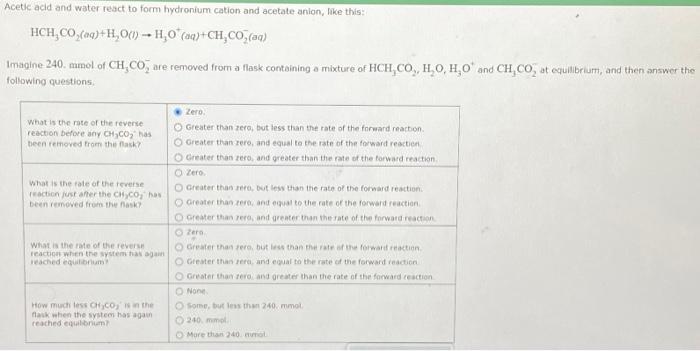 Solved Acetic acid and water react to form hydronium cation | Chegg.com