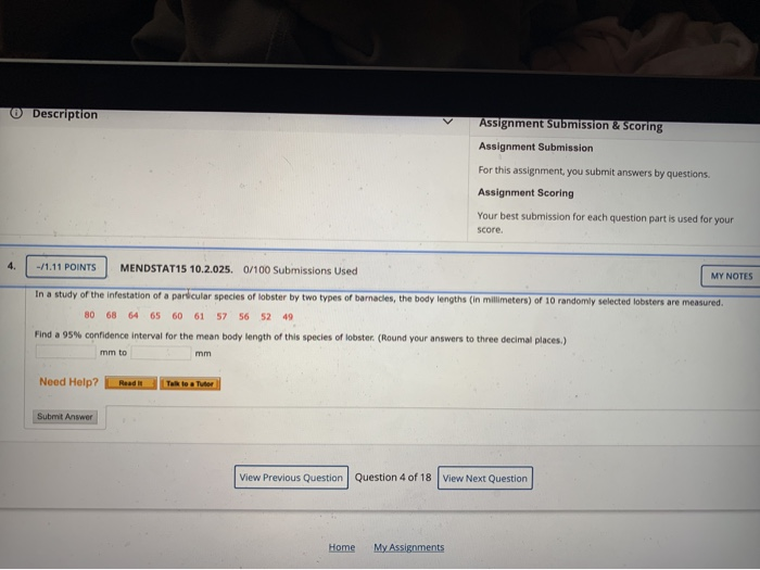 Solved Description Assignment Submission & Scoring | Chegg.com