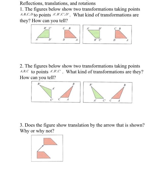 Solved Reflections, translations, and rotations 1. The | Chegg.com