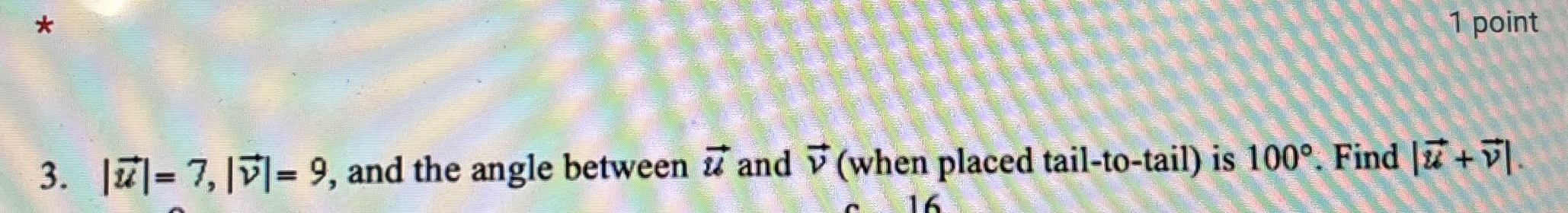 Solved |vec(u)|=7,|vec(v)|=9, ﻿and the angle between vec(u) | Chegg.com