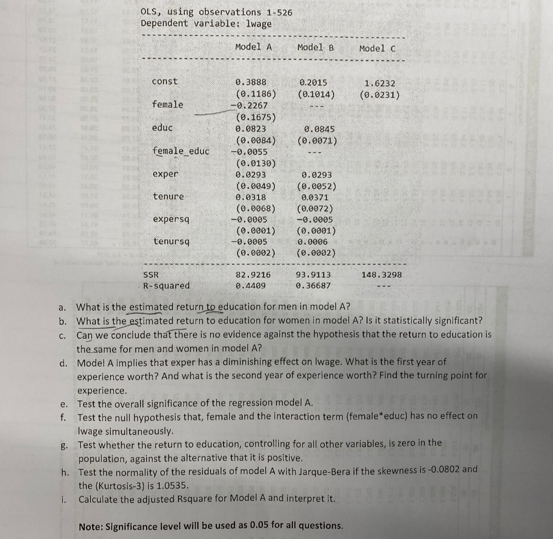 Solved OLS, using observations 1 - 526Dependent variable: | Chegg.com