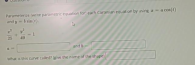 Solved Parameterize (write parametric equation for) ﻿each | Chegg.com