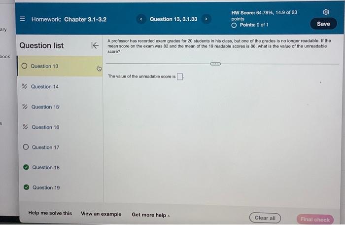 Solved A professor has recorded exam grades for 20 students | Chegg.com