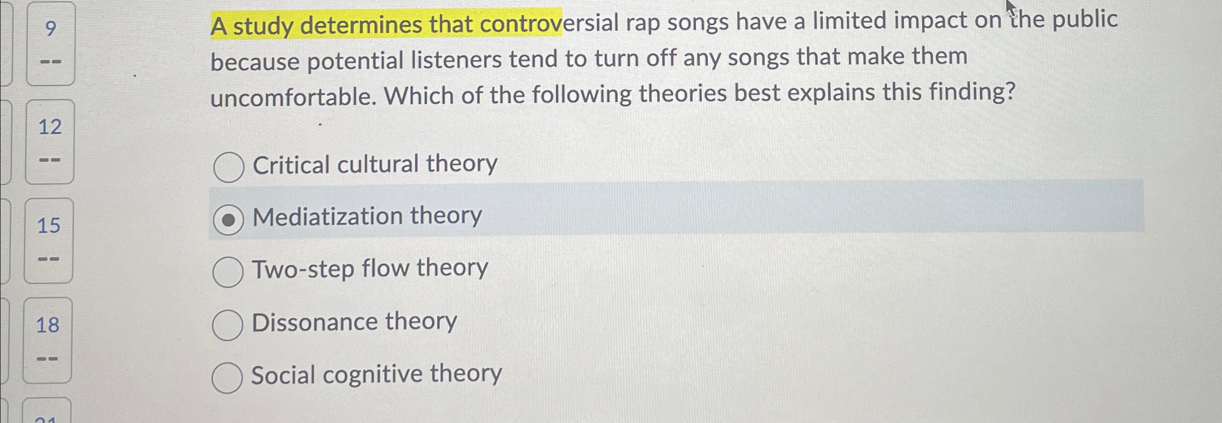 Solved 9A study determines that controversial rap songs have | Chegg.com
