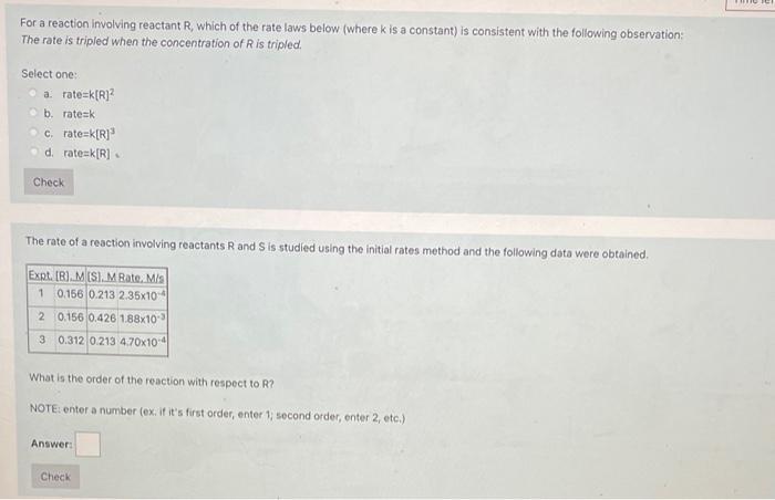 Solved For a reaction involving reactant R, which of the | Chegg.com