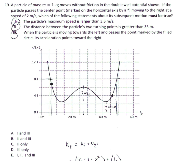 Solved A particle of mass m=1kg ﻿moves without friction in | Chegg.com