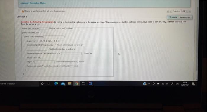 Solved 17.5 points Complete the following Java program by | Chegg.com