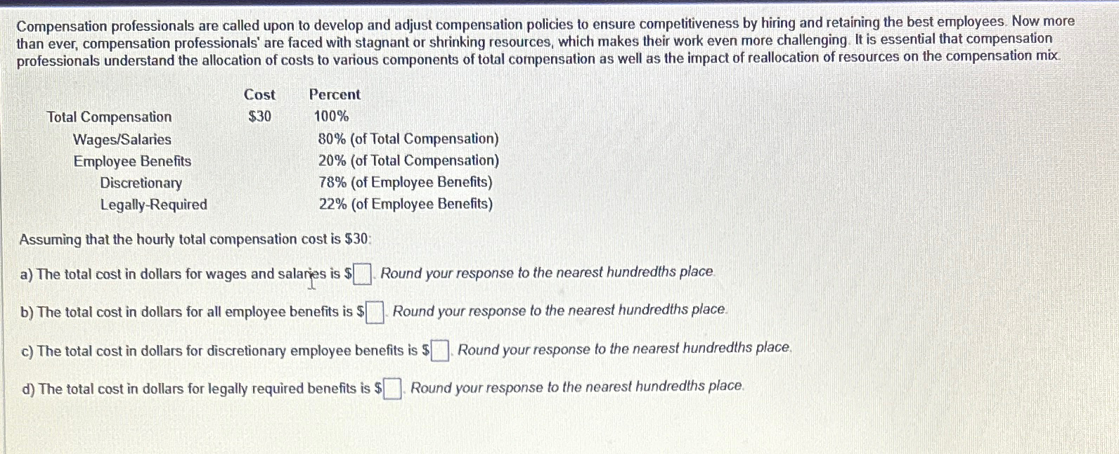 Solved Compensation professionals are called upon to develop | Chegg.com