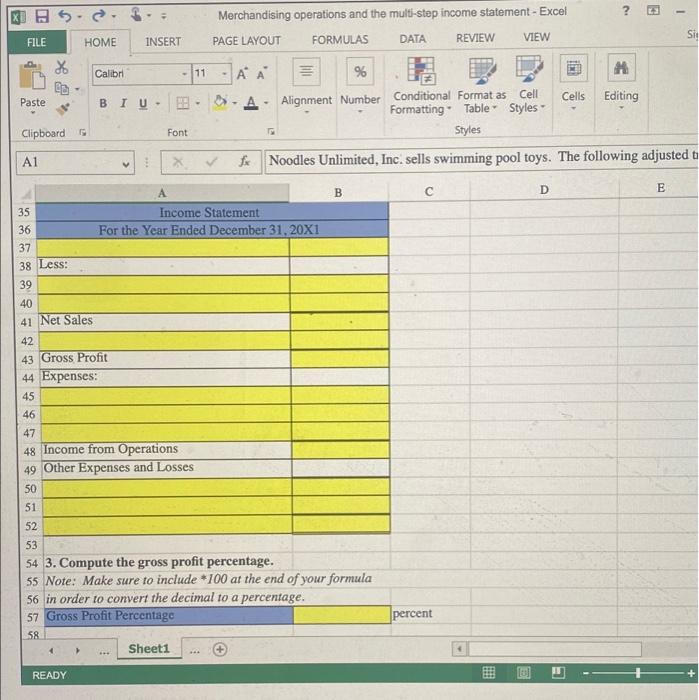 Solved 1. Prepare and analyze a merchandiser's multi-step | Chegg.com