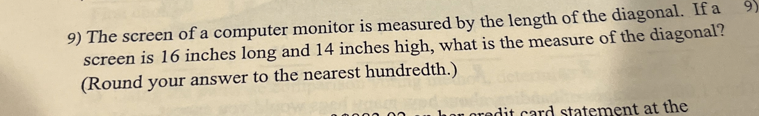 Solved The screen of a computer monitor is measured by the | Chegg.com