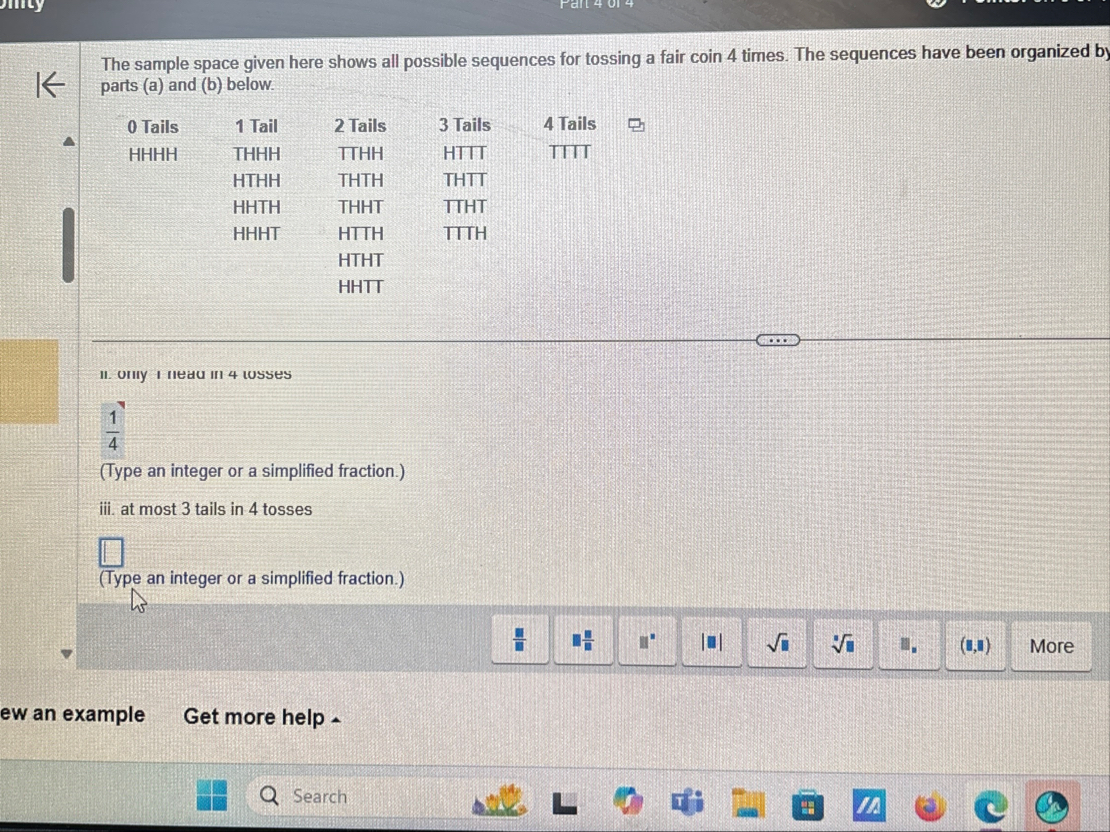 The sample space given here shows all possible | Chegg.com