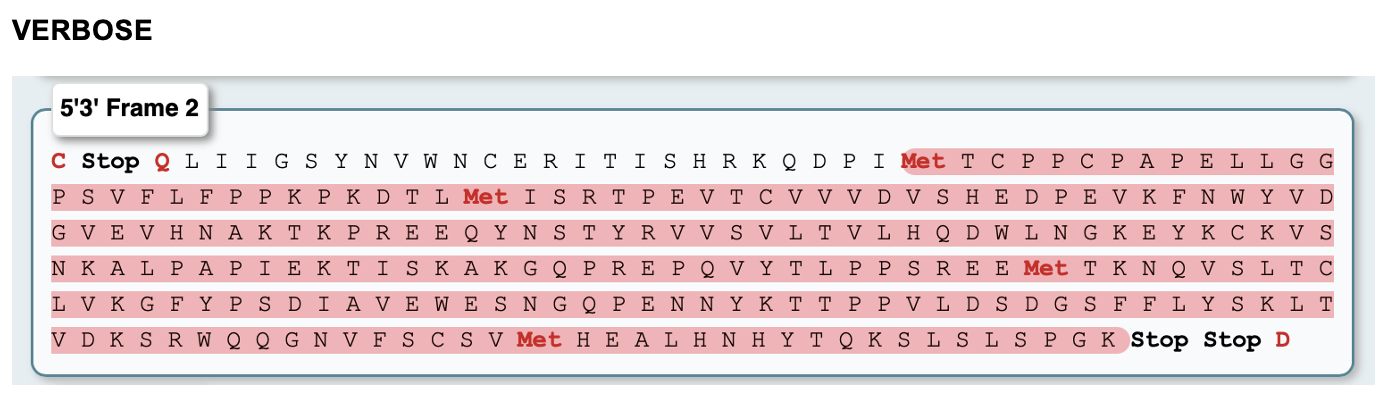 Solved This is a Verbose output format for Immunoglobulin g | Chegg.com