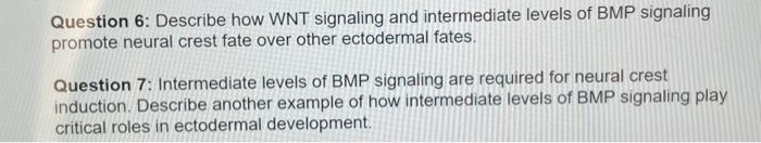 Solved Question 6: Describe how WNT signaling and | Chegg.com