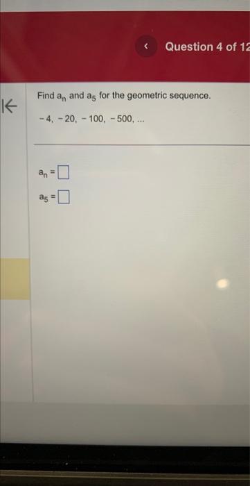 Solved Find an and a5 for the geometric sequence. | Chegg.com