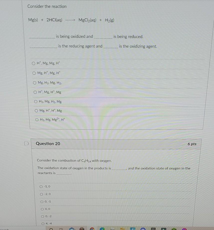 Solved Consider the reaction Mg(s) + 2HCl(aq) MgCl2(aq) + | Chegg.com