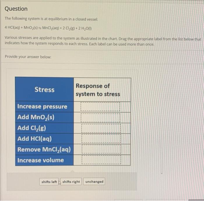 Solved The following system is at equilibrium in a closed | Chegg.com