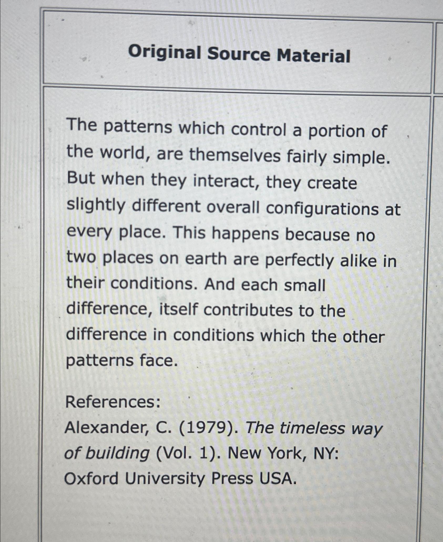 Solved Original Source MaterialThe patterns which control a | Chegg.com