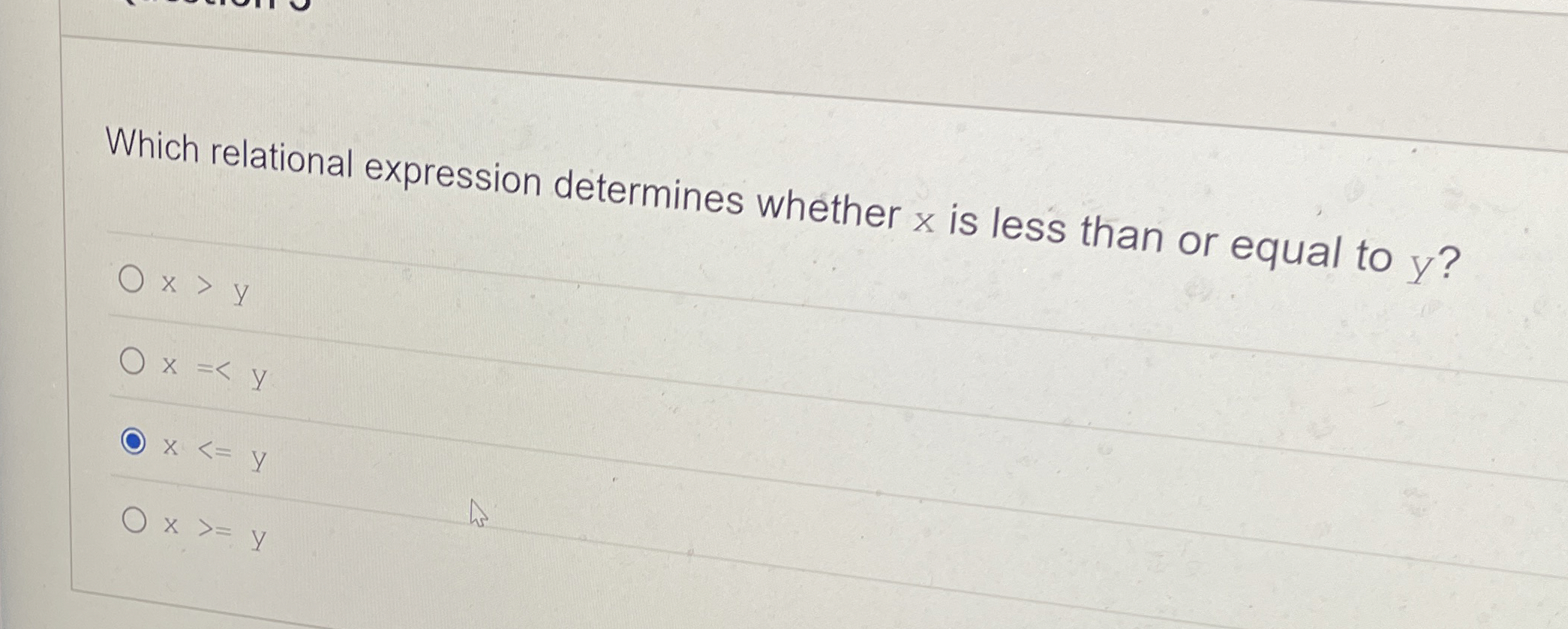 Solved Which relational expression determines whether x ﻿is | Chegg.com