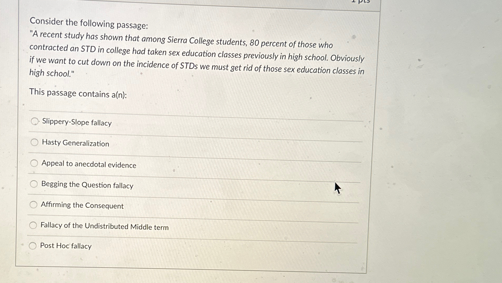 Solved Consider the following passage:"A recent study has | Chegg.com