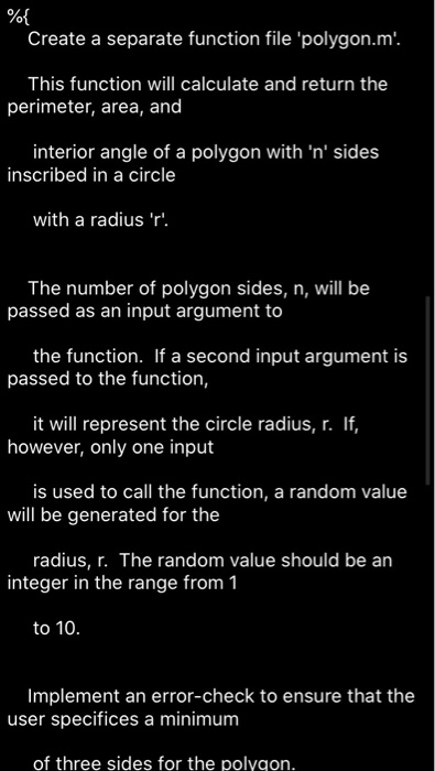 Solved % Create a separate function file 'polygon.m. This | Chegg.com