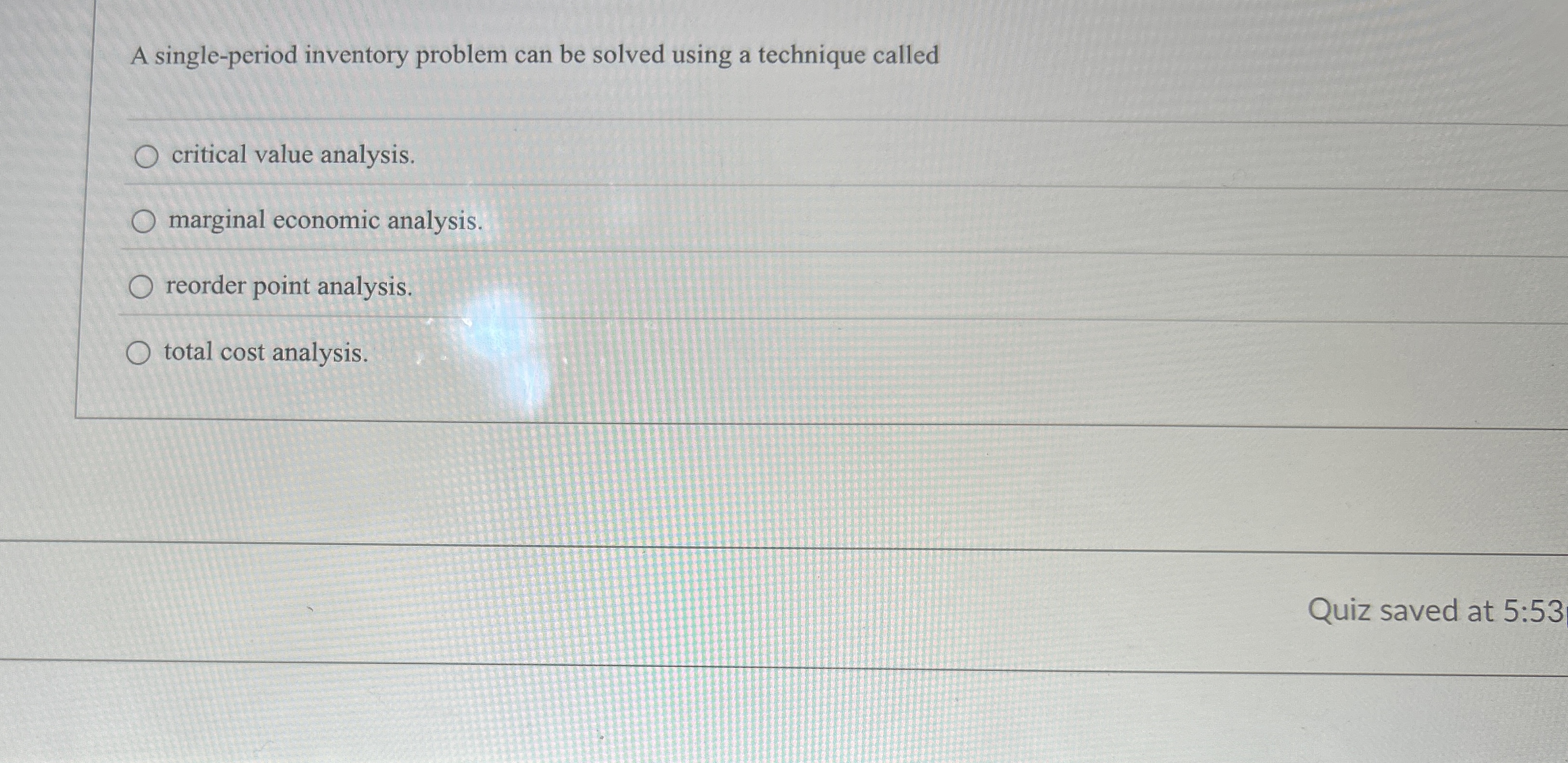 Solved A single-period inventory problem can be solved using | Chegg.com
