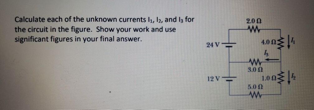 Solved Calculate each of the unknown currents 11, 12, and 13 | Chegg.com