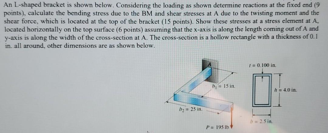 Solved An L-shaped bracket is shown below. Considering the | Chegg.com
