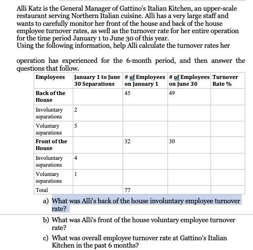 Solved a) what's Alli's back of the house involuntary | Chegg.com