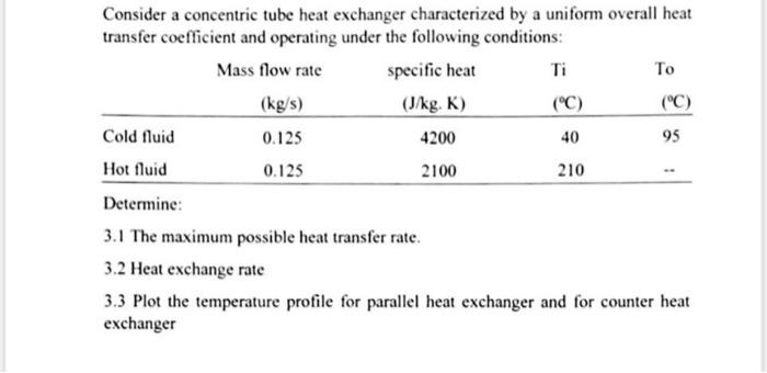 Solved Consider a concentric tube heat exchanger | Chegg.com