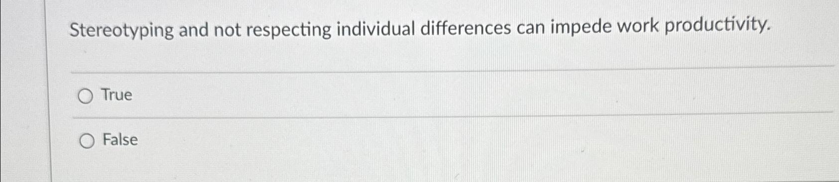 Solved Stereotyping and not respecting individual | Chegg.com
