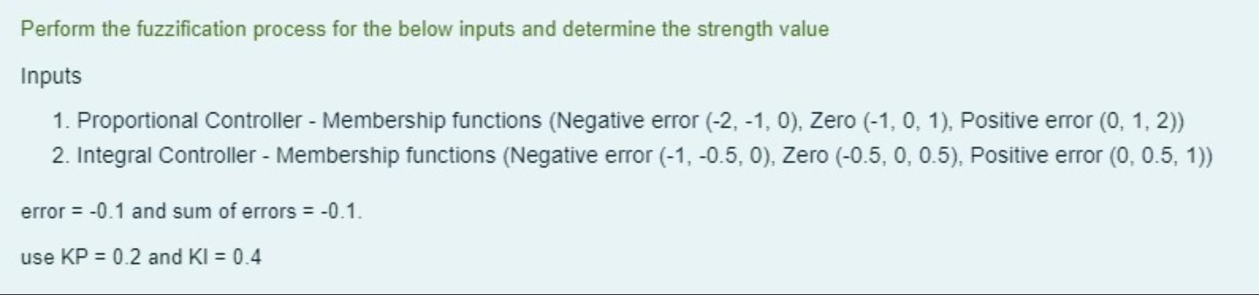 Solved Perform the fuzzification process for the below | Chegg.com