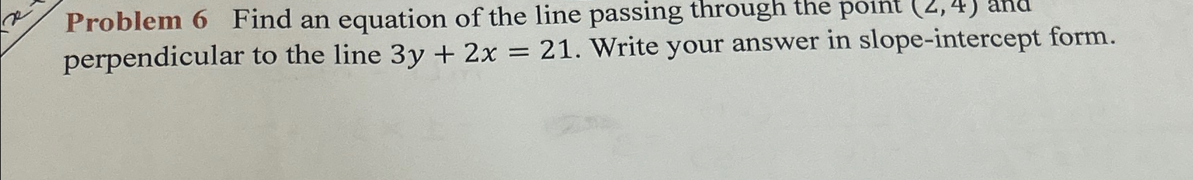 Solved Problem 6 Find an equation of the line passing | Chegg.com Solved Problem 6 Find an equation of the line passing | Chegg.com