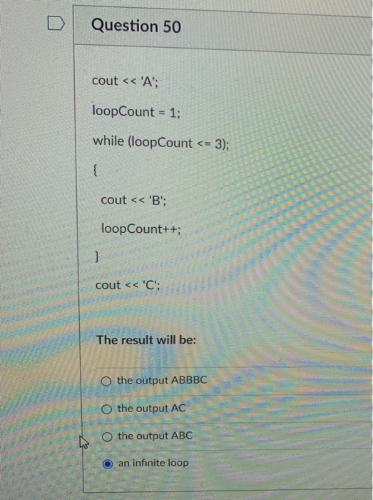 Solved Question 50 cout