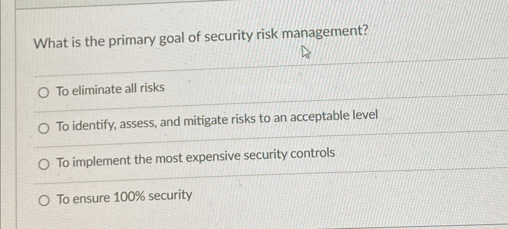 Solved What is the primary goal of security risk | Chegg.com