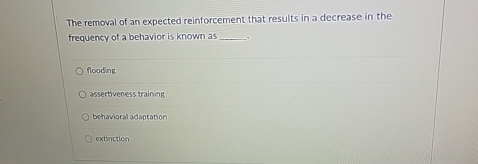Solved The removal of an expected reinforcement that results | Chegg.com