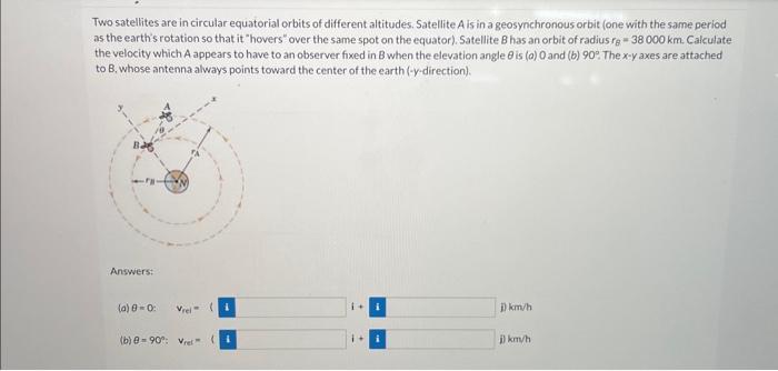 Solved Two satellites are in circular equatorial orbits of | Chegg.com