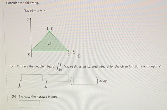Solved Consider the following. f(x,y)=x+y (a) Express the | Chegg.com