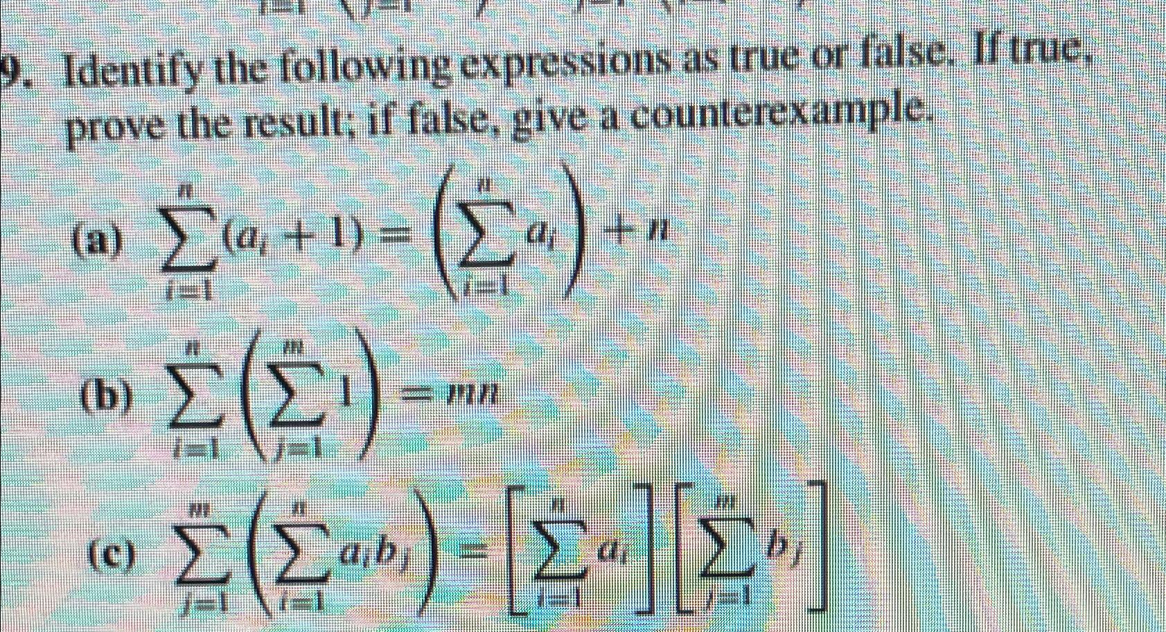 Solved Identify the following expressions as true or false. | Chegg.com