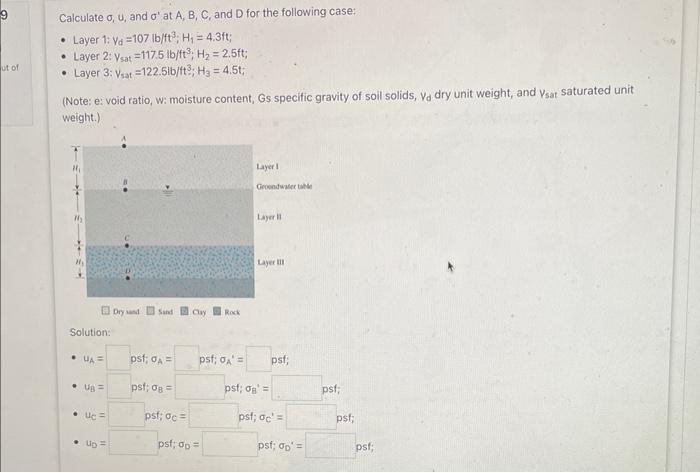 Solved Calculate σ,U, and σ′ at A,B,C, and D for the | Chegg.com