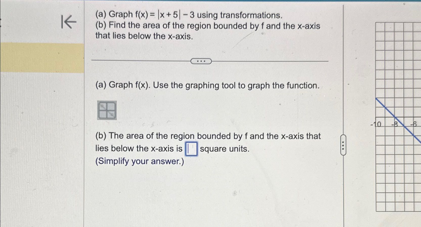 Solved f(x)=|x+5|-3 ﻿ (b) ﻿The area of the region bounded by | Chegg.com
