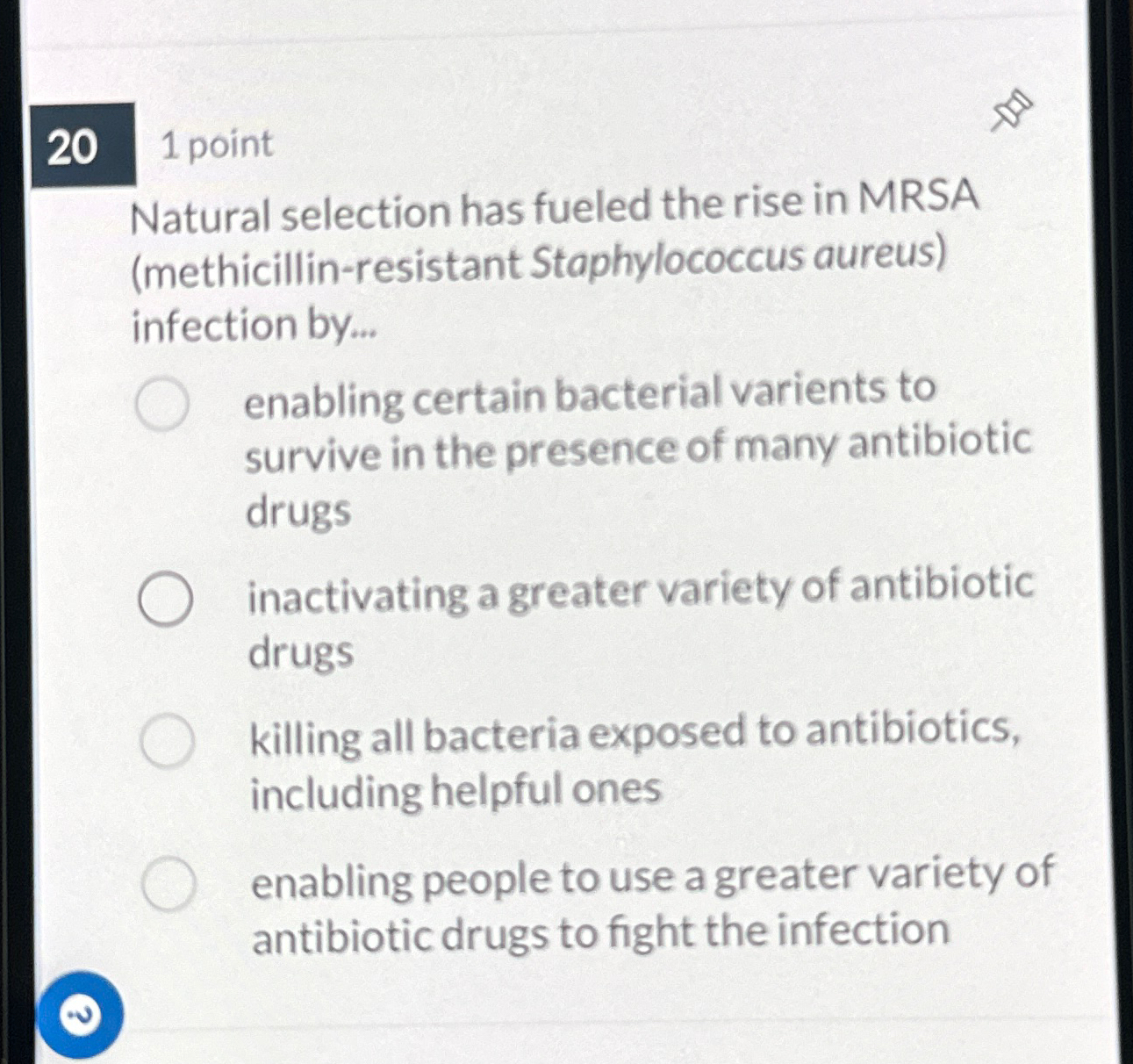 Solved 1 ﻿pointNatural selection has fueled the rise in MRSA | Chegg.com