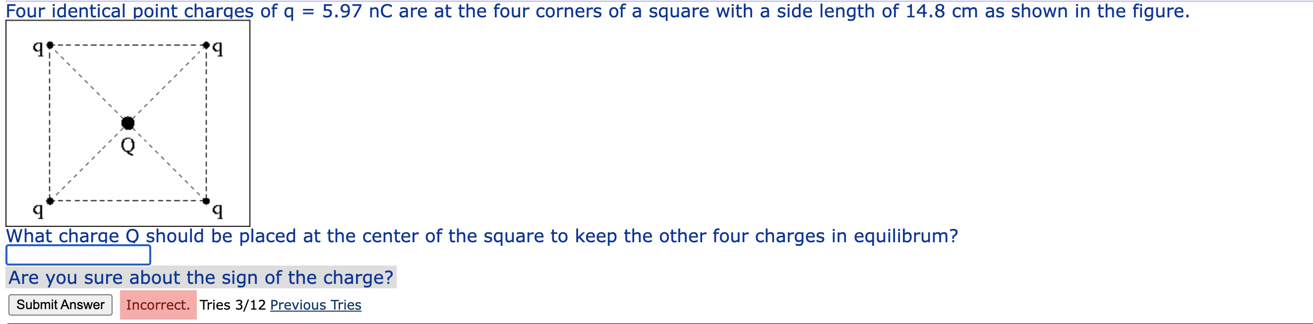 Solved Four identical point charges of | Chegg.com