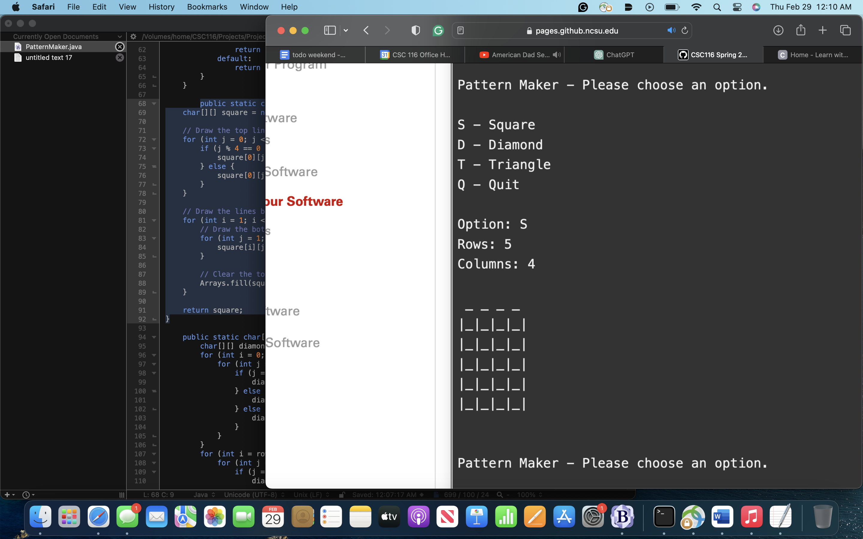public static char[][] ﻿getSquares(int rows, int | Chegg.com