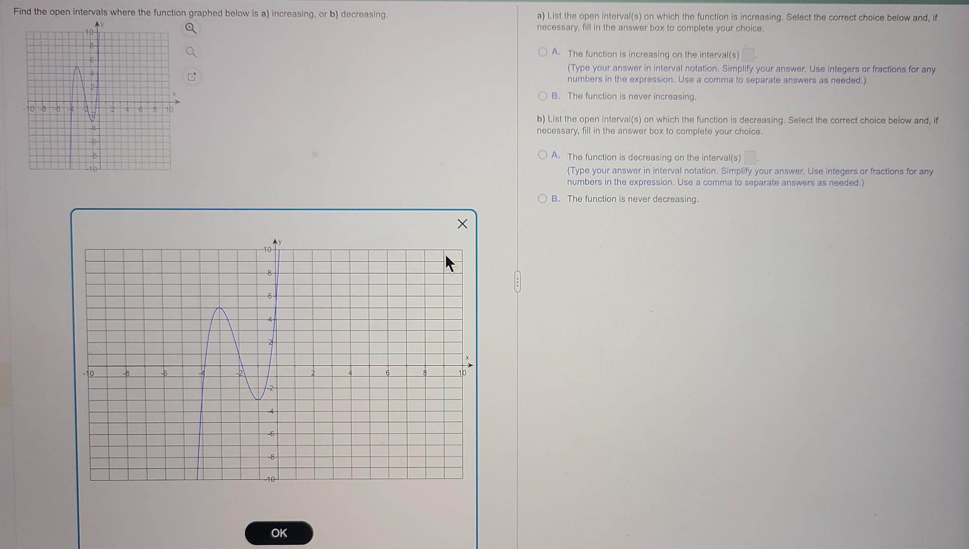 Solved and asymptotes where applicable. f(x)=2x4−24x3 Choose | Chegg.com