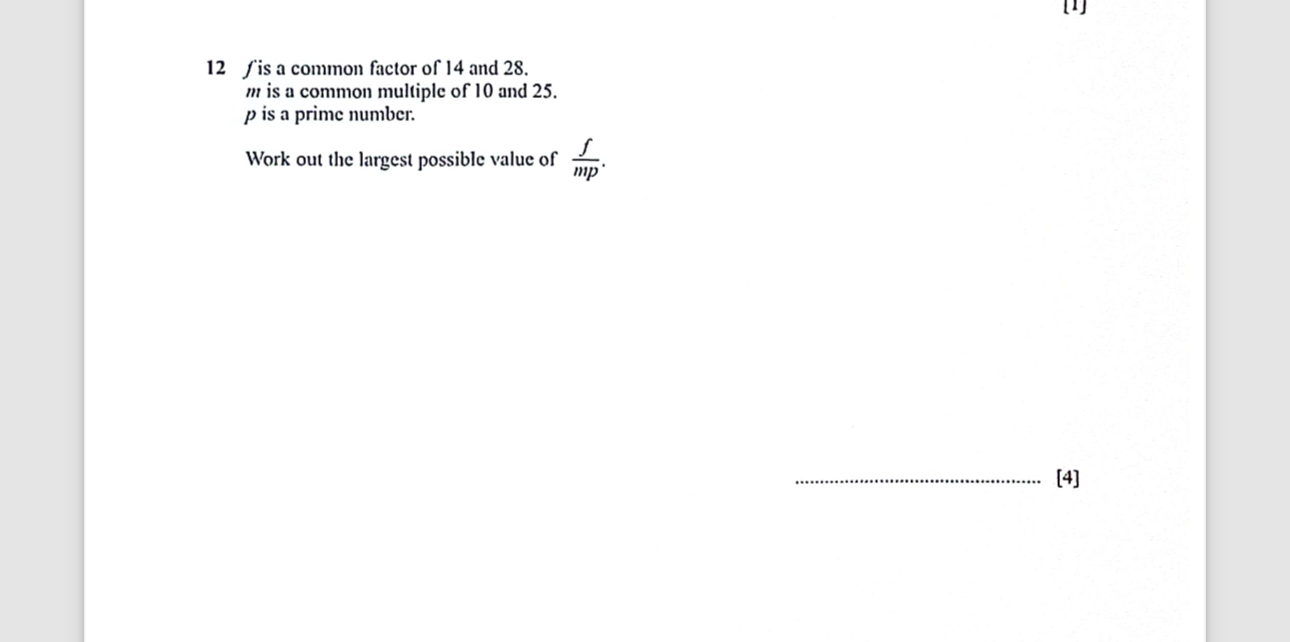 Solved 12f ﻿is a common factor of 14 ﻿and 28. m ﻿is a common | Chegg.com