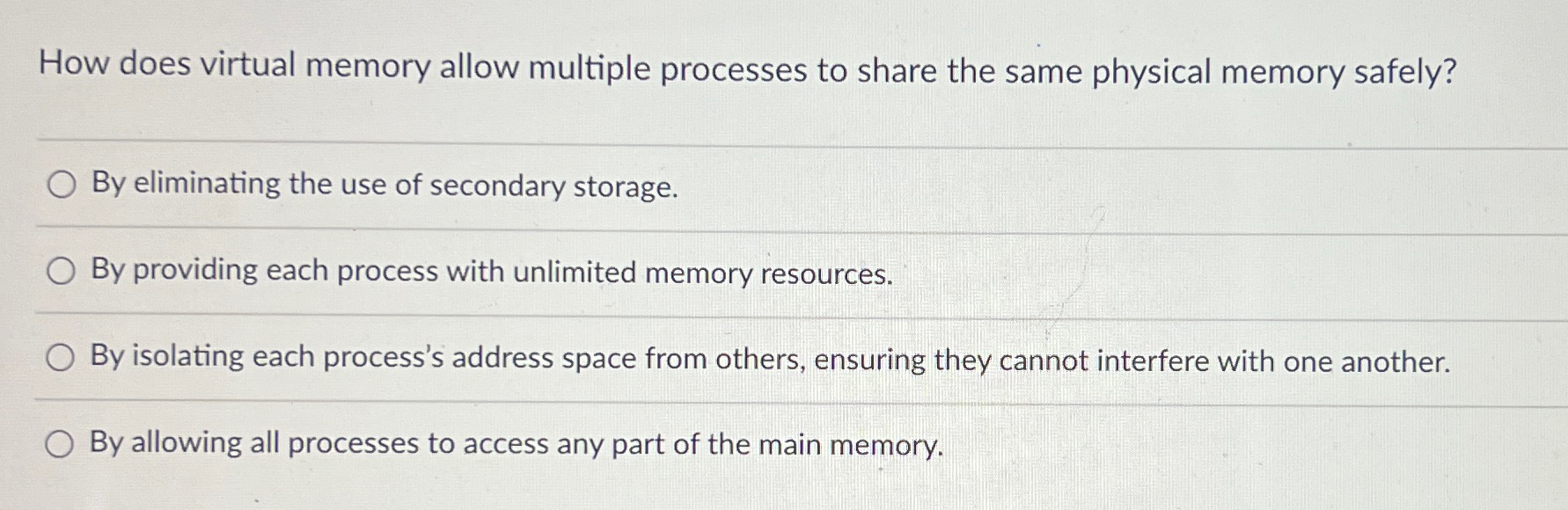 Solved How does virtual memory allow multiple processes to | Chegg.com